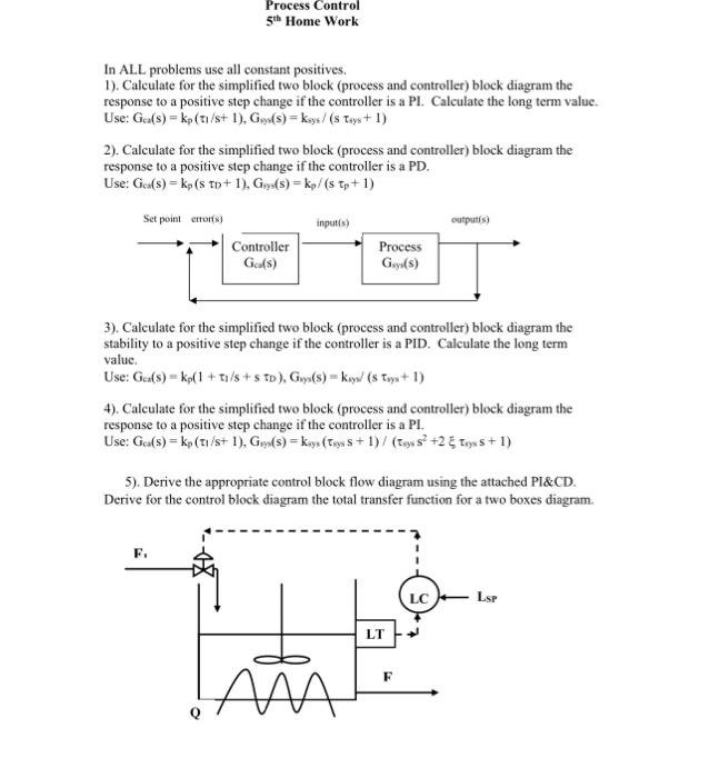 Solved Process Control 5th Home Work In ALL problems use all | Chegg.com