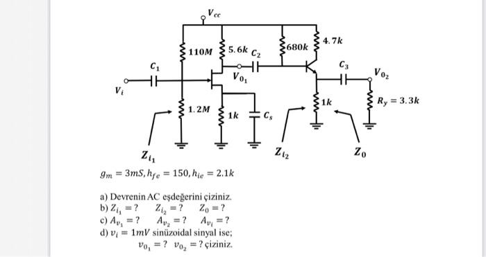 Solved a) Draw the AC equivalent of the circuit.b) and c) | Chegg.com