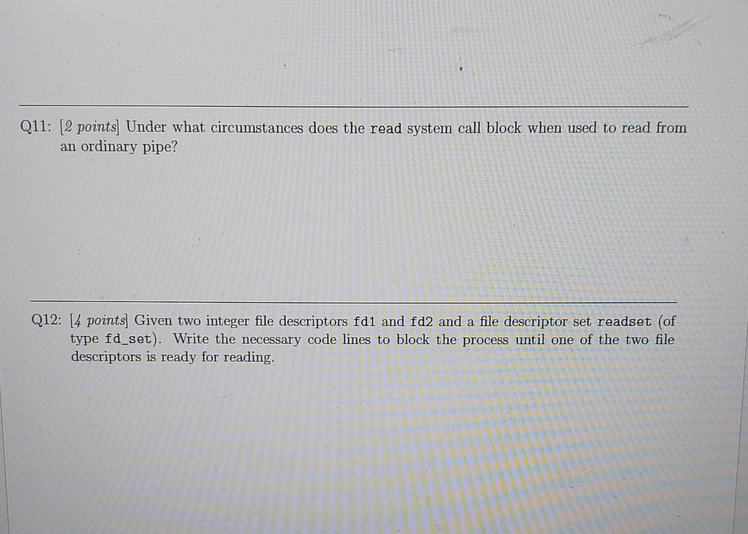 Solved 11: [2 points] Under what circumstances does the read | Chegg.com