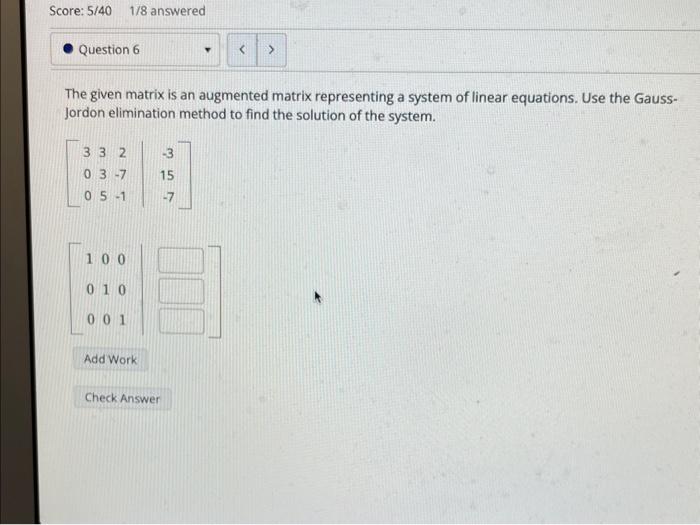 Solved The Given Matrix Is An Augmented Matrix Representing 9892