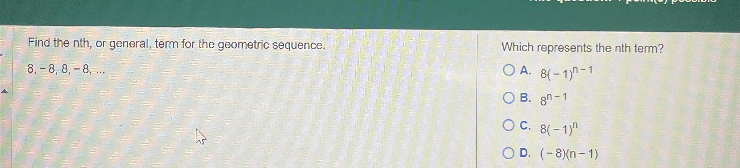 Solved Find the nth, ﻿or general, term for the geometric | Chegg.com