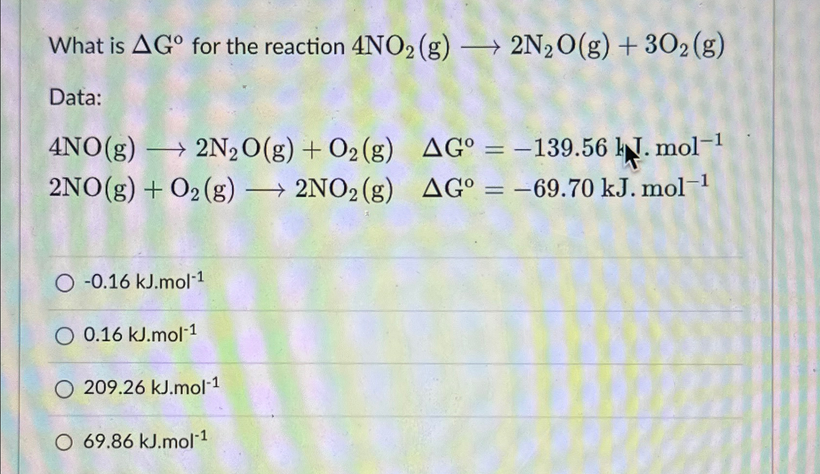 What is ΔG° ﻿for the reaction | Chegg.com