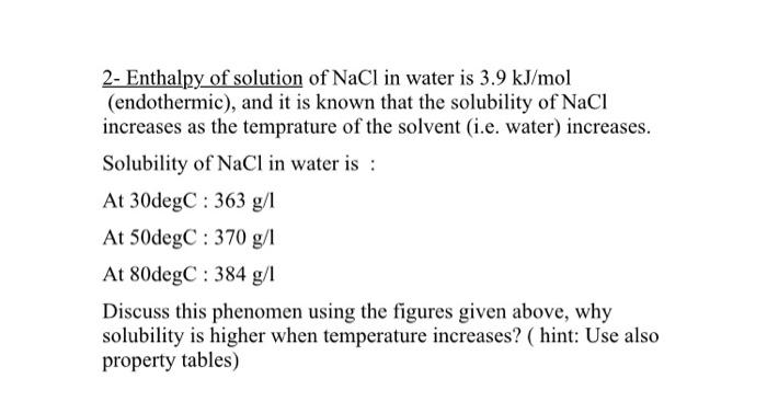 Solved 2- Enthalpy of solution of NaCl in water is 3.9 | Chegg.com