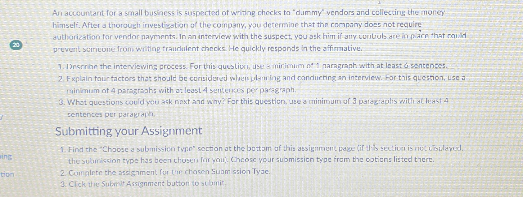 Solved An accountant for a small business is suspected of | Chegg.com