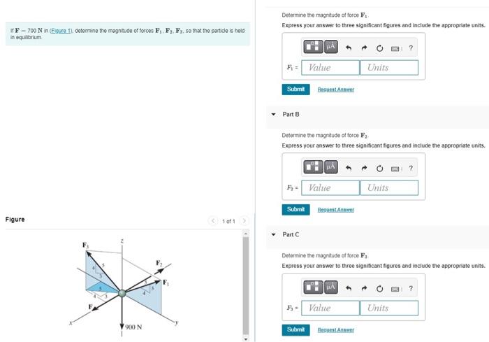 Solved Decerrine the magnitude of force F1 : Express your | Chegg.com