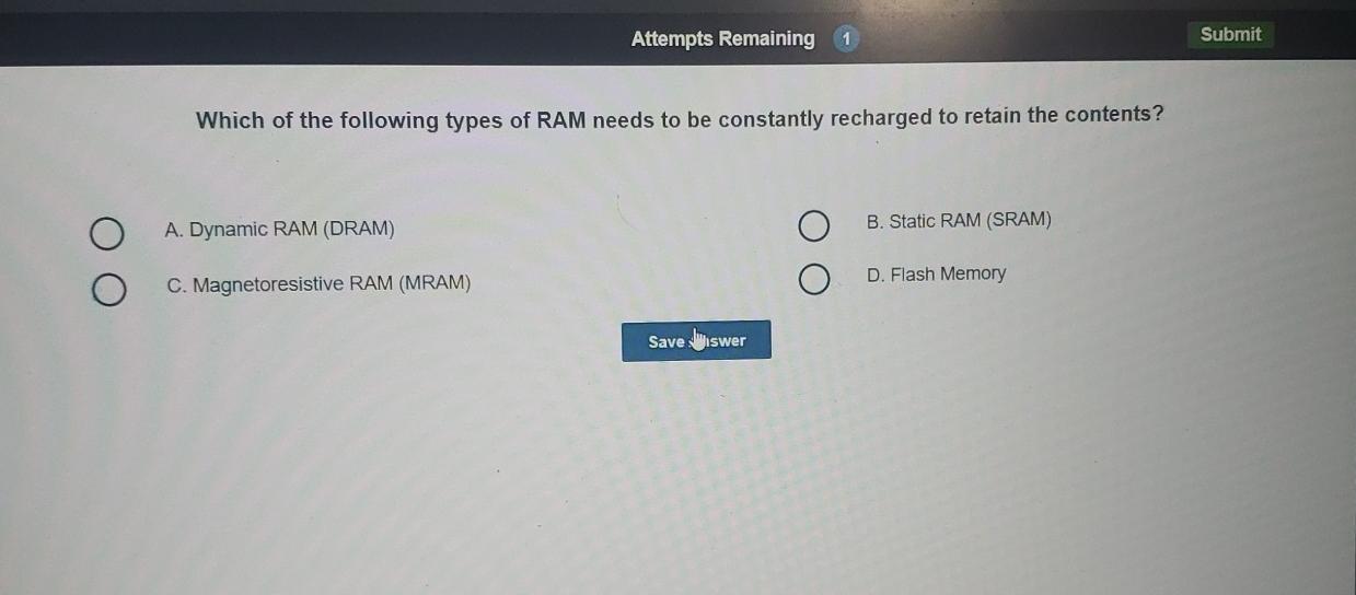 Solved Attempts Remaining1SubmitWhich of the following types | Chegg.com