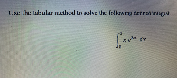 Solved Use the tabular method to solve the following defined | Chegg.com