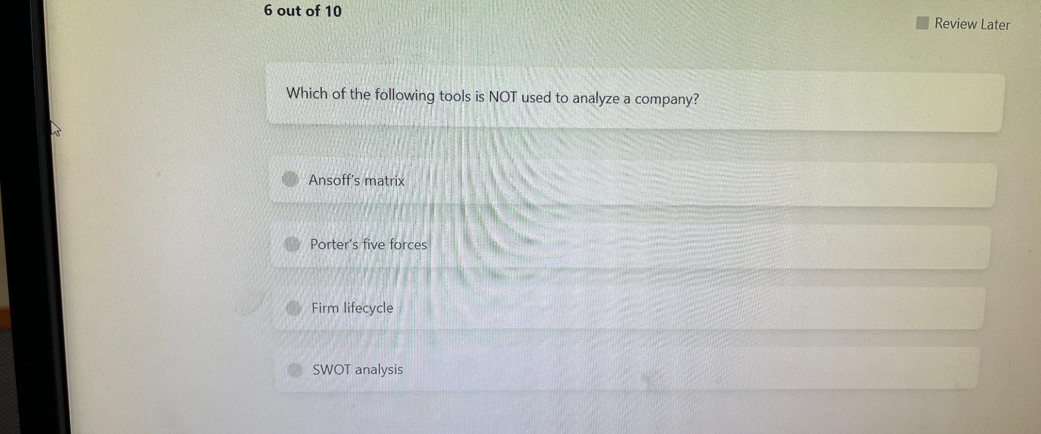Solved 6 ﻿out of 10Review LaterWhich of the following tools | Chegg.com