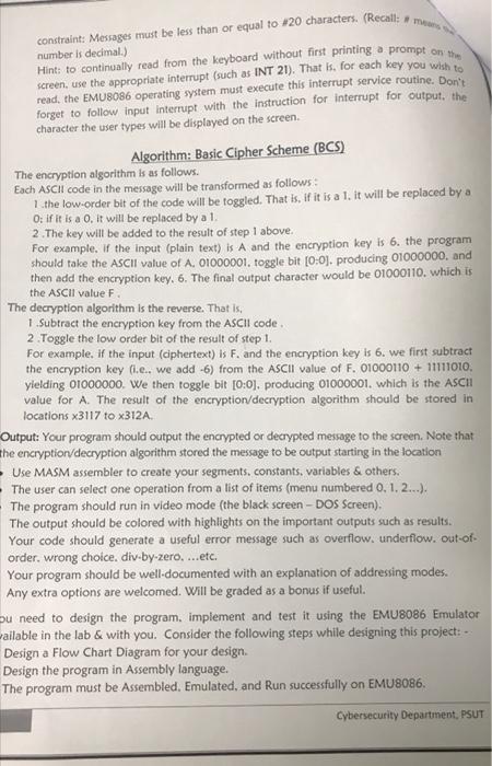 Solved produced Assignment: Implement. in EMU8086 assembly | Chegg.com