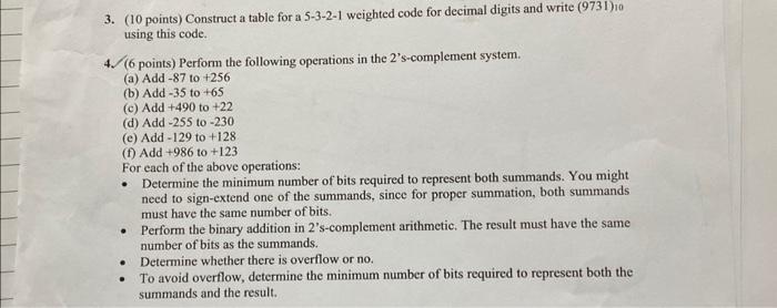 Solved 3. (10 points) Construct a table for a 5-3-2-1 | Chegg.com