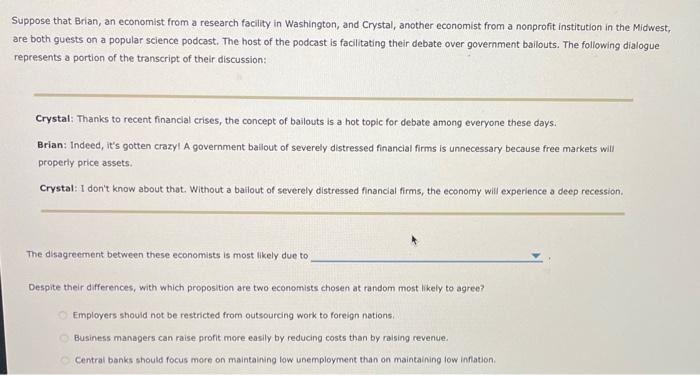 Solved Suppose that Brian, an economist from a research | Chegg.com