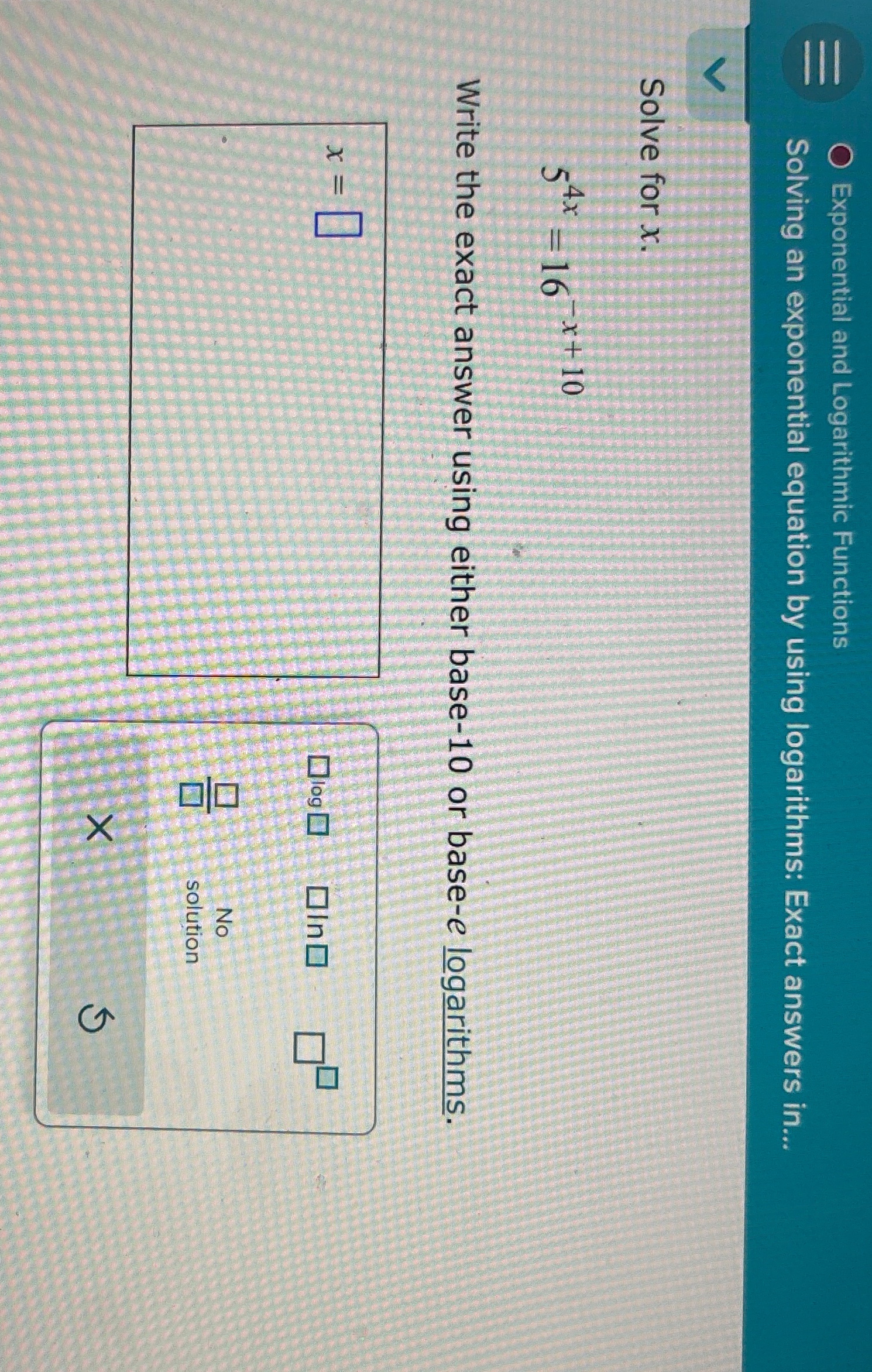 Solved Exponential And Logarithmic Functionssolving An 