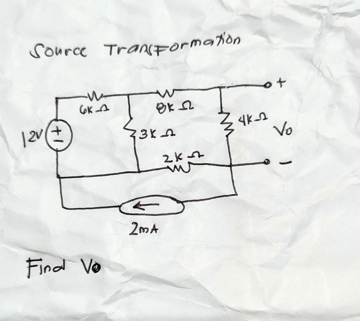 Solved Source Transformation Find Vo