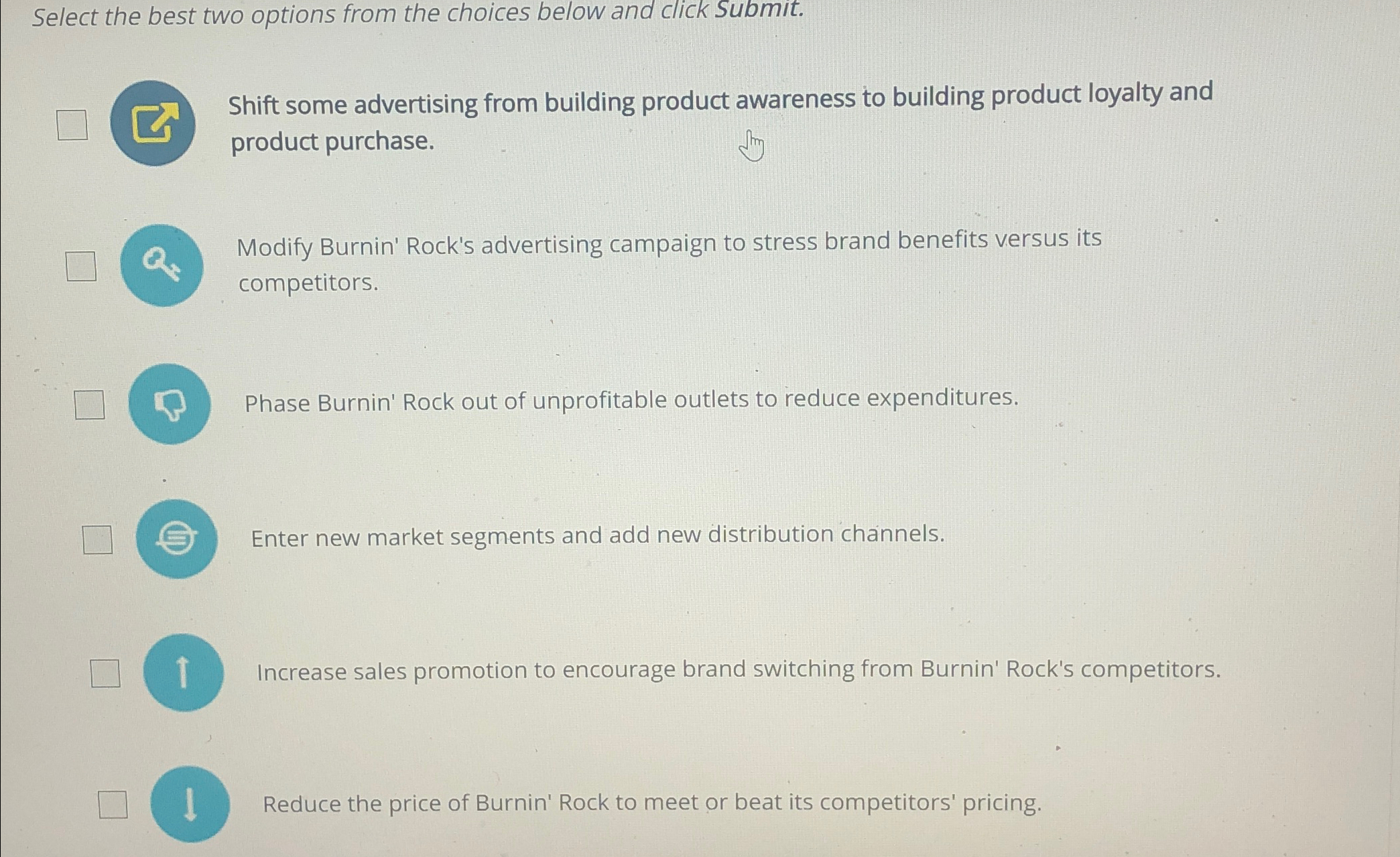 Solved Select the best two options from the choices below | Chegg.com