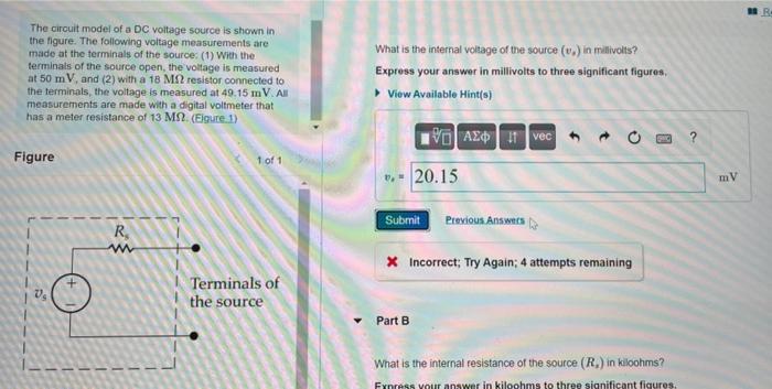 Solved The circuit model of a DC voltage source is shown in. | Chegg.com