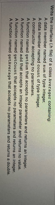 Solved Write the implementation (opp file) of the Averager | Chegg.com