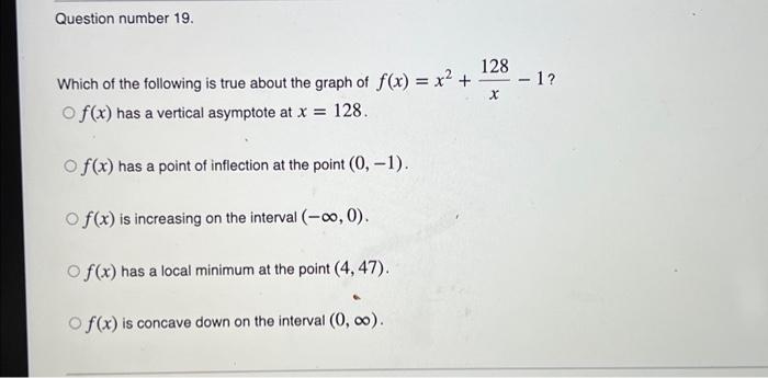 Solved Question number 19. Which of the following is true | Chegg.com