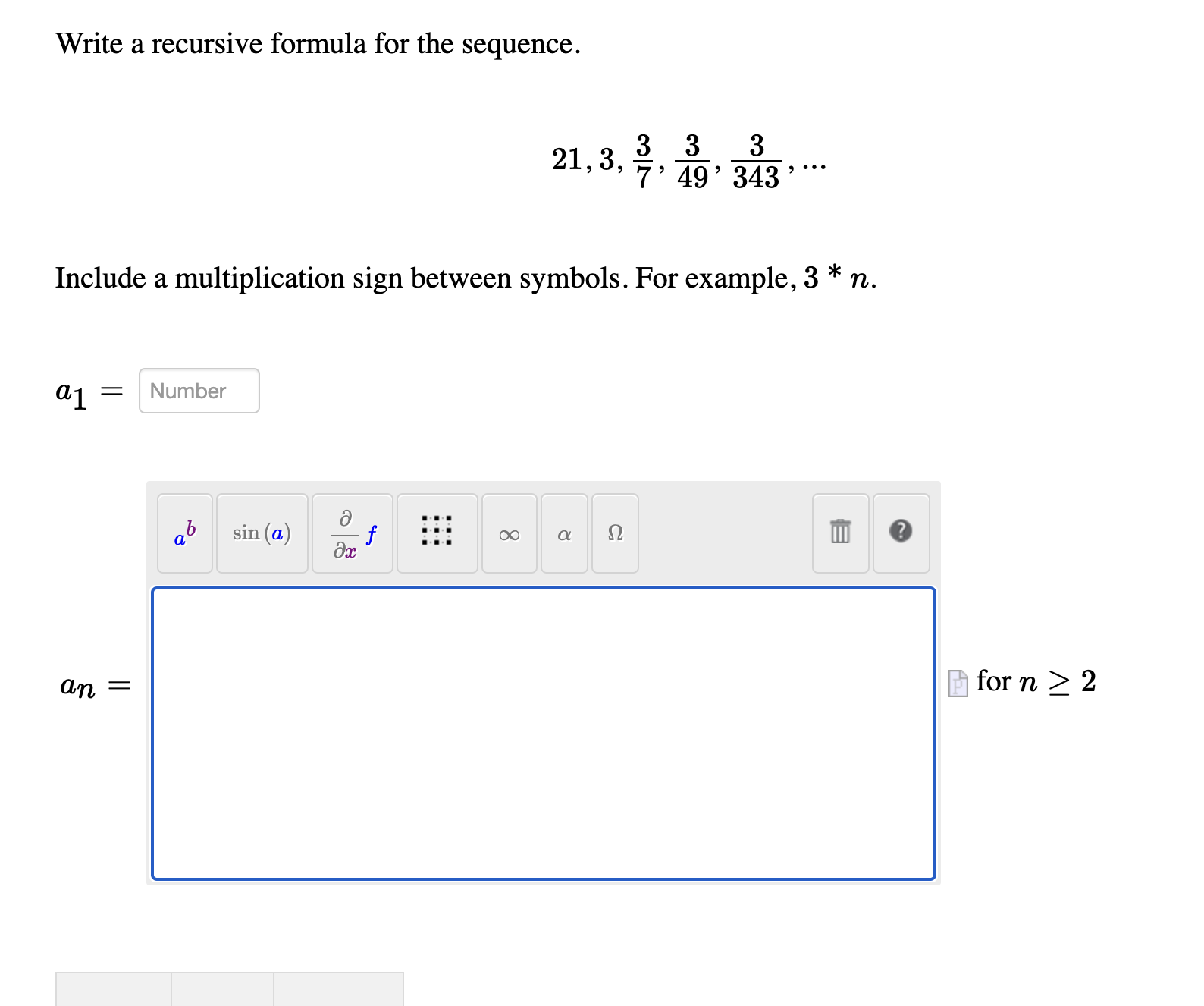 Solved Write a recursive formula for the | Chegg.com