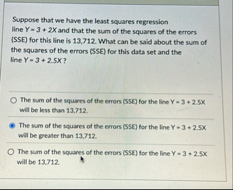 Solved Suppose that we have the least squares regression | Chegg.com
