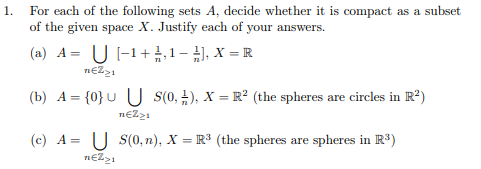 For each of the following sets A, ﻿decide whether it | Chegg.com