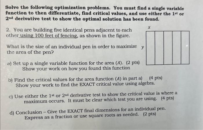 Solve the following optimization problems. You must | Chegg.com