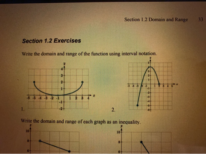 Solved Section 1.2 Domain and Range 33 Section 1.2 Exercises | Chegg.com