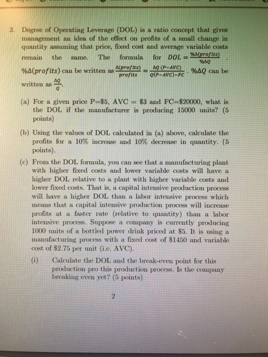 Solved profits for a 10% increase and 10% decrease in | Chegg.com