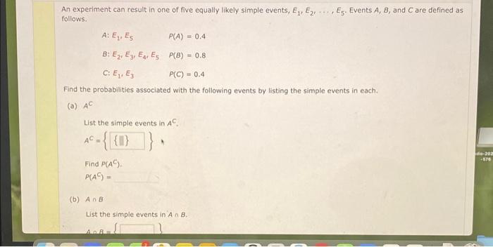 Solved An experiment can result in one of five equally | Chegg.com