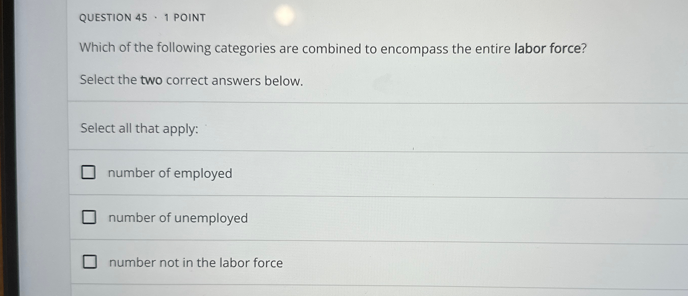 Solved QUESTION 45 - 1 ﻿POINTWhich of the following | Chegg.com