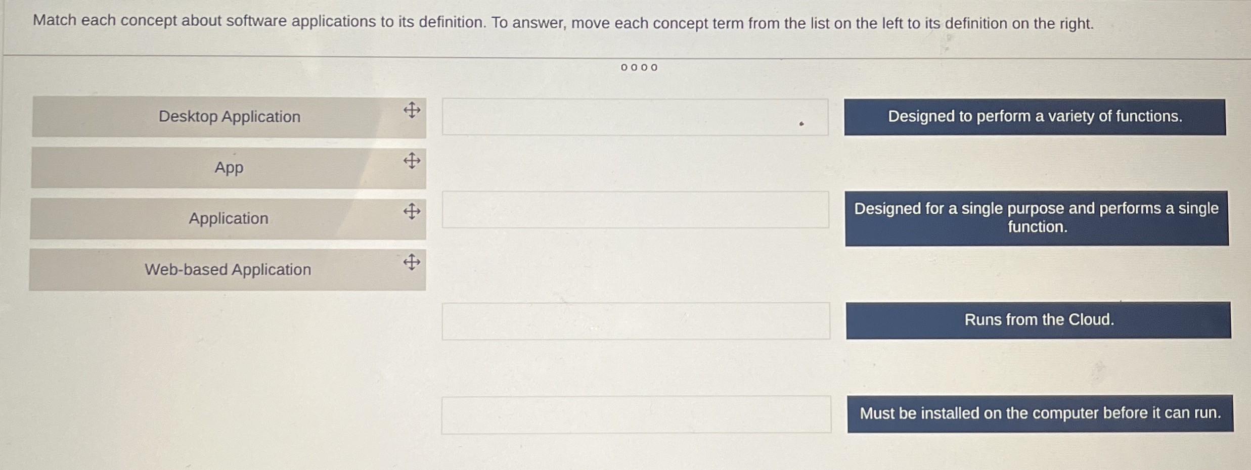 Match each concept about software applications to its | Chegg.com