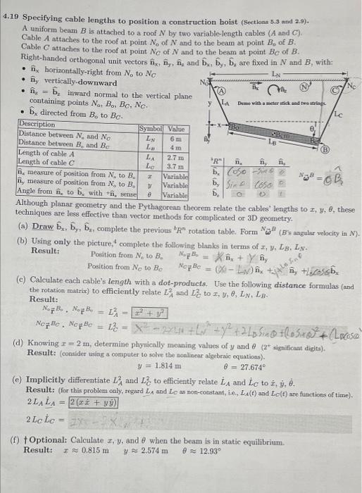 Solved 4.19 Specifying cable lengths to position a | Chegg.com