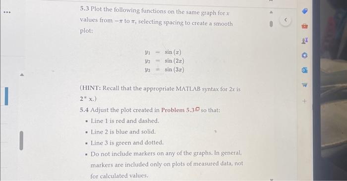 Solved ... 5.3 Plot the following functions on the same | Chegg.com