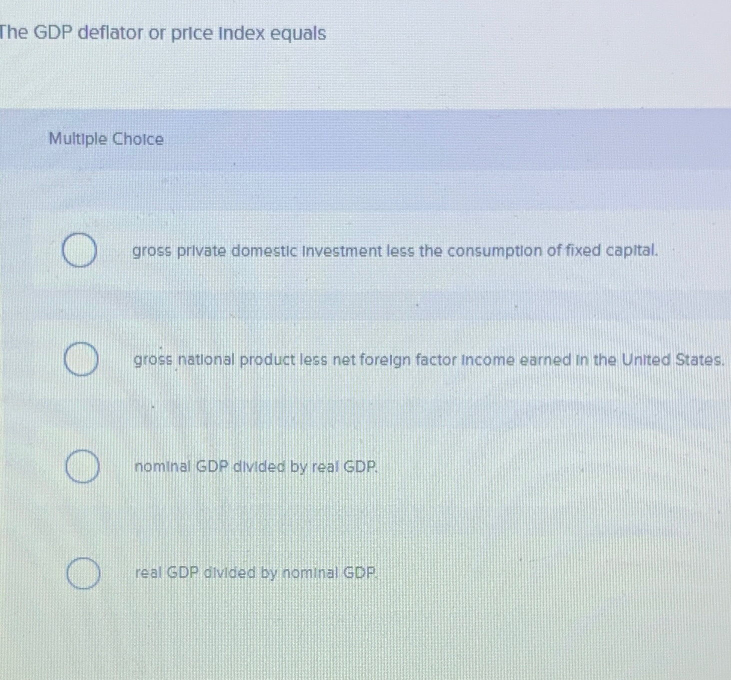 Solved The GDP deflator or price Index equalsMultiple | Chegg.com
