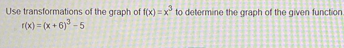 Solved Use transformations of the graph of f(x)=x3 ﻿to | Chegg.com