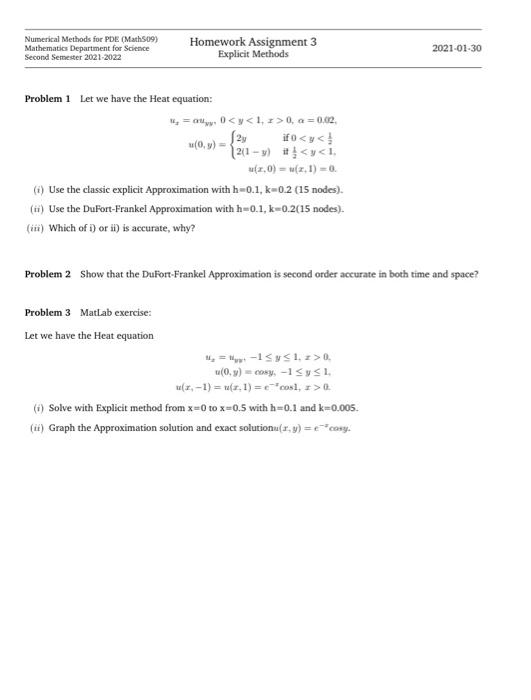 Numerical Methods for PDE (Math509) Mathematics | Chegg.com