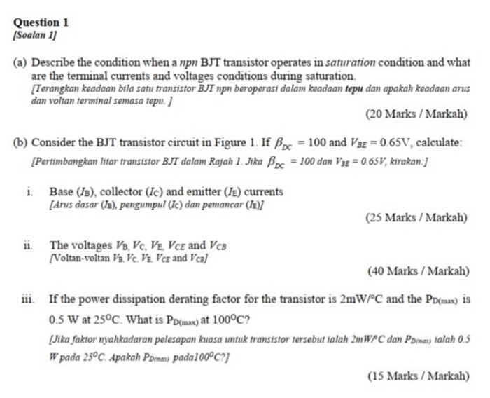 Solved Question 1 [Soalan 1] (a) Describe the condition when | Chegg.com
