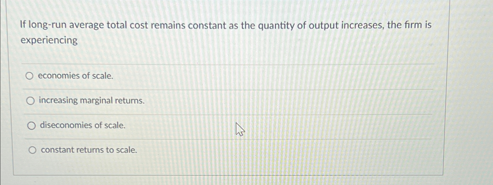 Solved If long-run average total cost remains constant as | Chegg.com