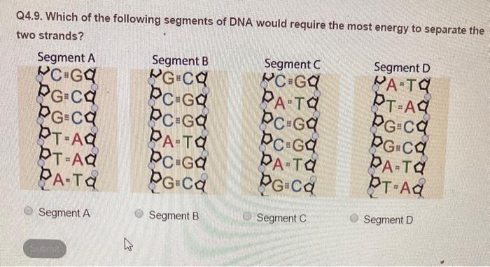 Solved Q4.9. Which of the following segments of DNA would | Chegg.com