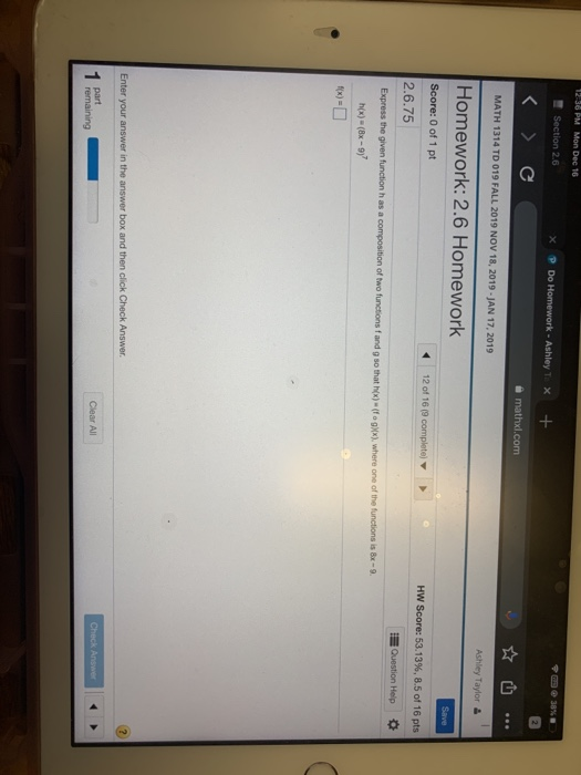 Solved mathxl.com MATH 1314 TD 019 FALL 2019 NOV 18, 2019 - | Chegg.com