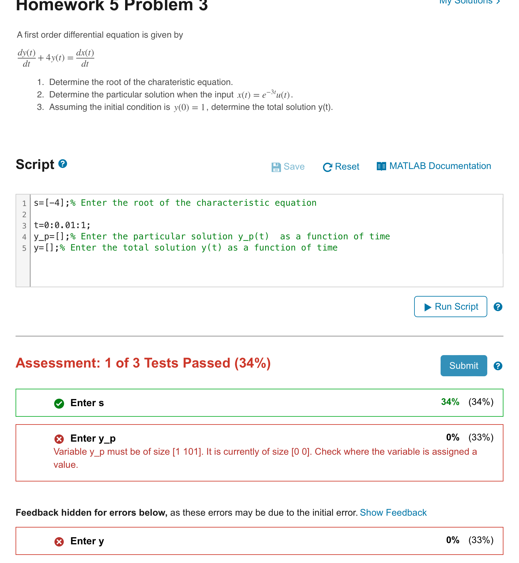 Solved Homework 5 ﻿Problem 3A first order differential | Chegg.com