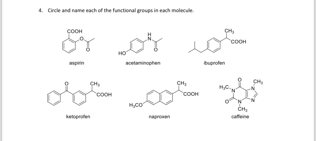 Solved Circle and name each of the functional groups in each | Chegg.com
