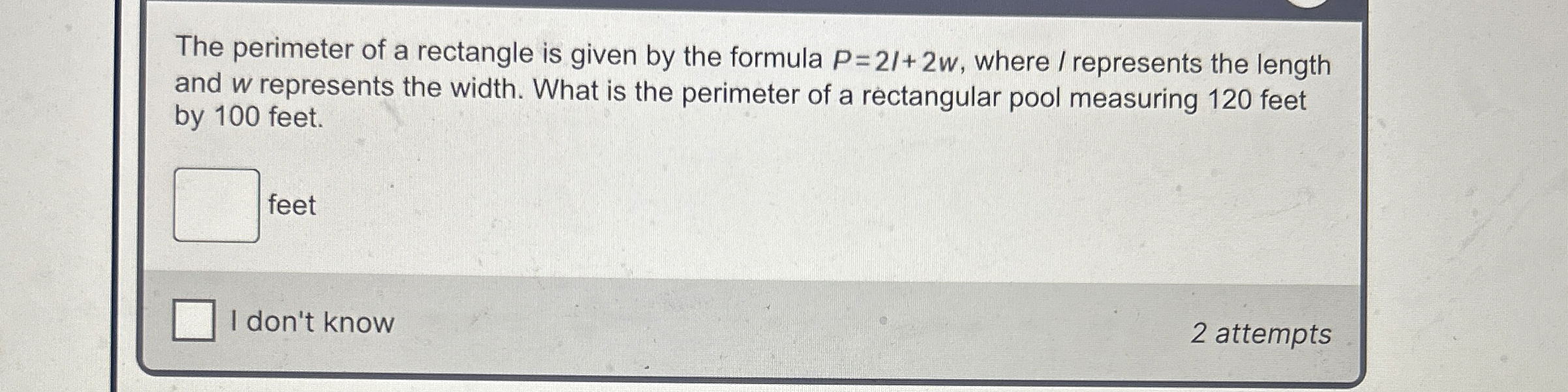 Solved The perimeter of a rectangle is given by the formula | Chegg.com