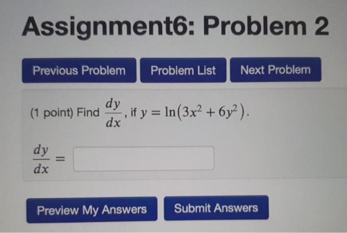 Solved Assignment6: Problem 2 Previous Problem Problem List | Chegg.com