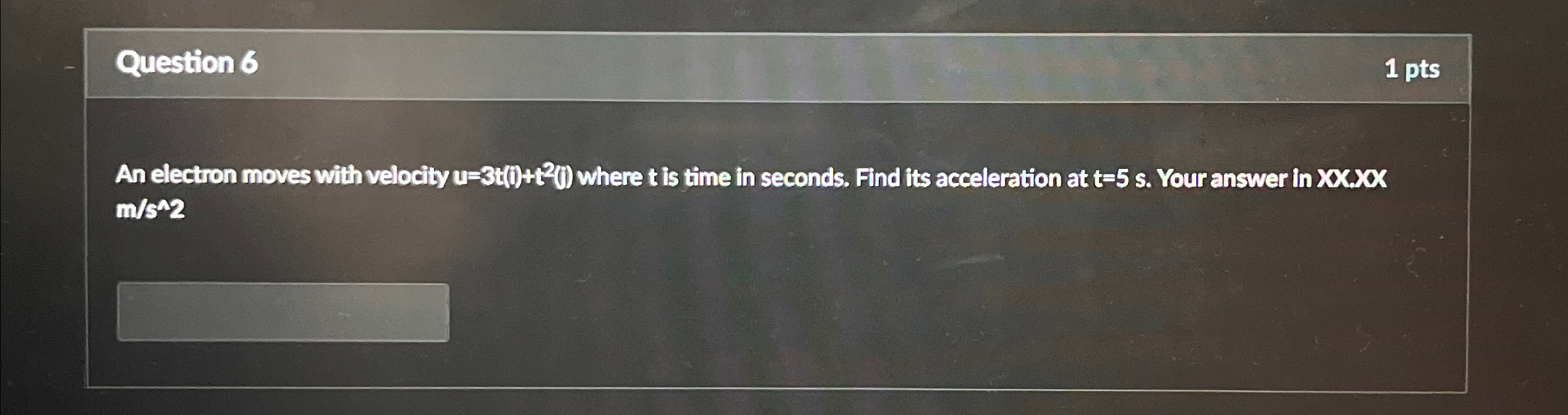 Solved Question 61 ﻿ptsAn electron moves with velocity | Chegg.com