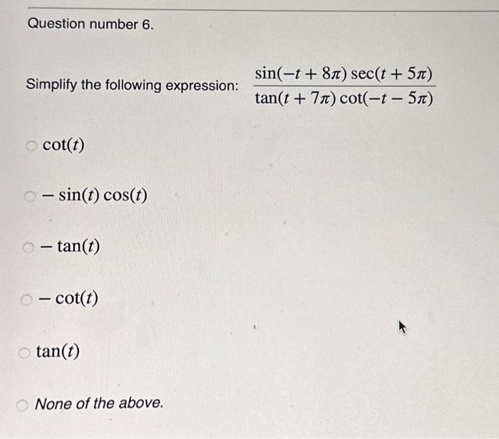Solved Question number 6 . Simplify the following | Chegg.com
