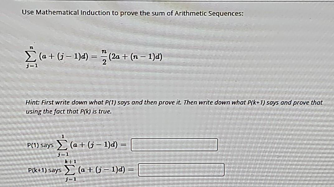 Solved Use Mathematical Induction to prove the sum of | Chegg.com