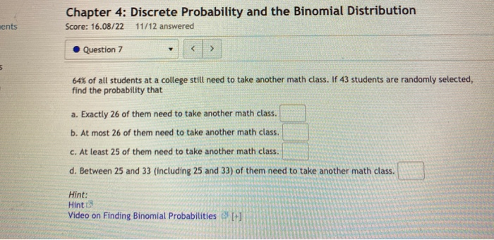 Solved Chapter 4: Discrete Probability and the Binomial | Chegg.com