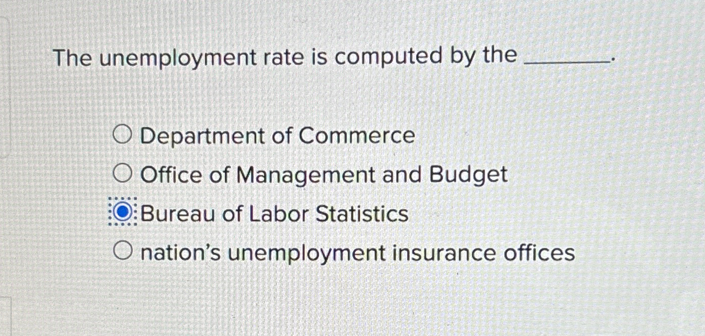 Solved The unemployment rate is computed by theDepartment of | Chegg.com