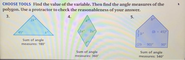 Solved CHOOSE TOOLS Find the value of the variable. Then | Chegg.com