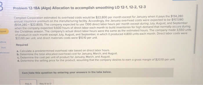 Solved Problem 12-18A (Algo) Allocation to accomplish | Chegg.com
